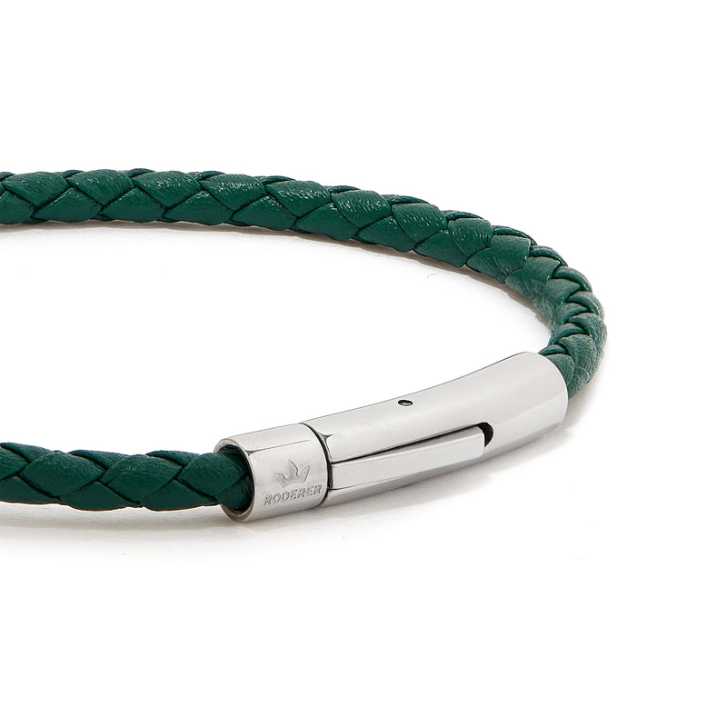 Matteo Leather Bracelet For Man > Woven Leather Green
